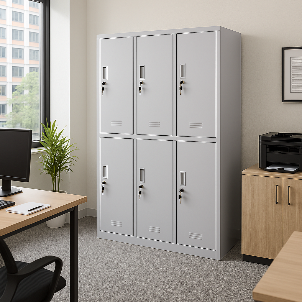 6 Locker Metallic Office Filing Cabinet – Climax Furniture